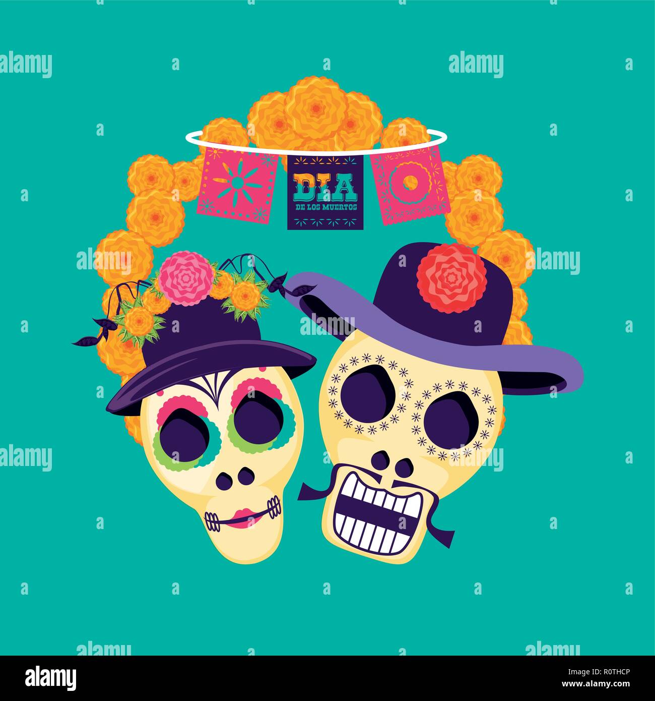 masks of santa death with icons vector illustration design Stock Vector ...