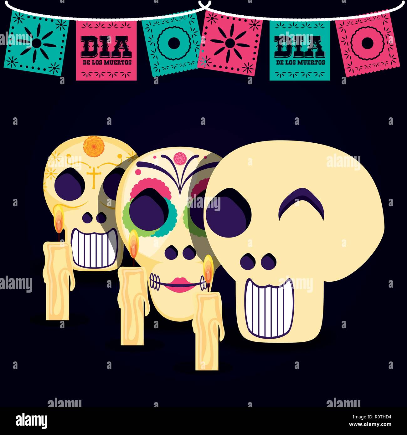 masks of santa death with icons vector illustration design Stock Vector ...