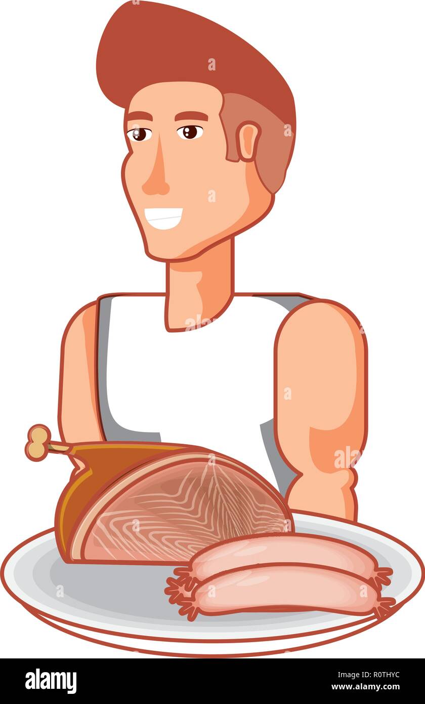 Man eating ham Stock Vector Images - Alamy
