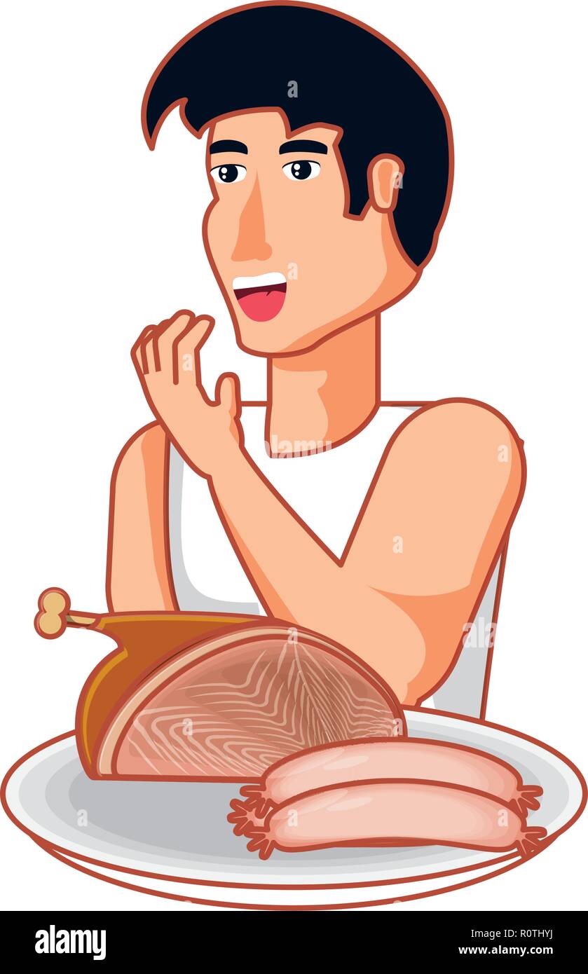 Man eating ham Stock Vector Images - Alamy