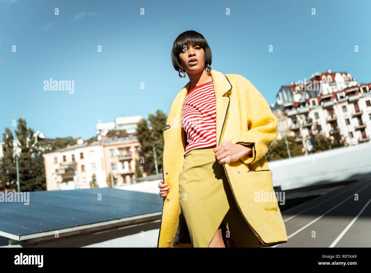 Attractive African American girl with vicious look Stock Photo - Alamy