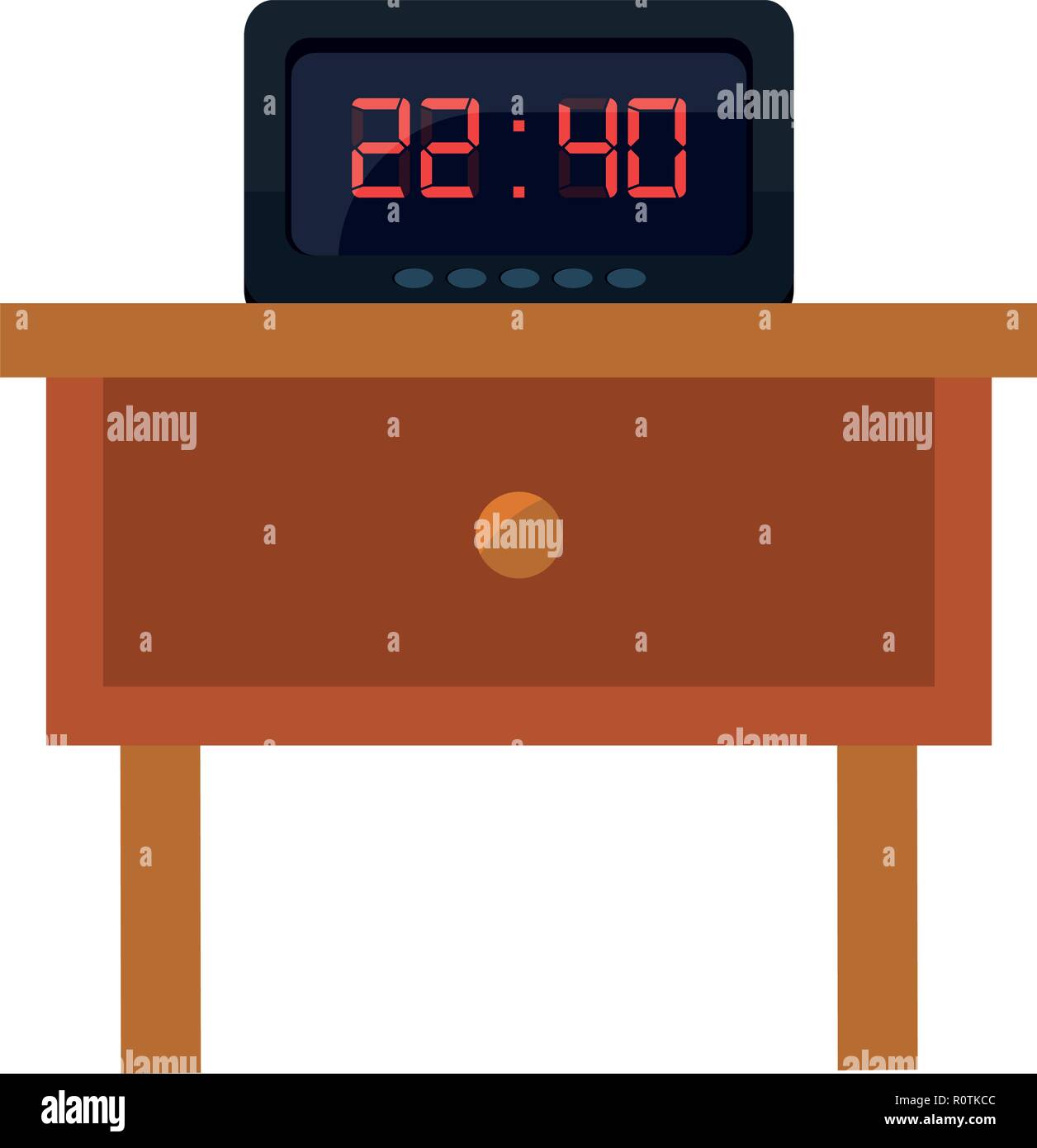 clock on bedside table on white background vector illustration Stock ...