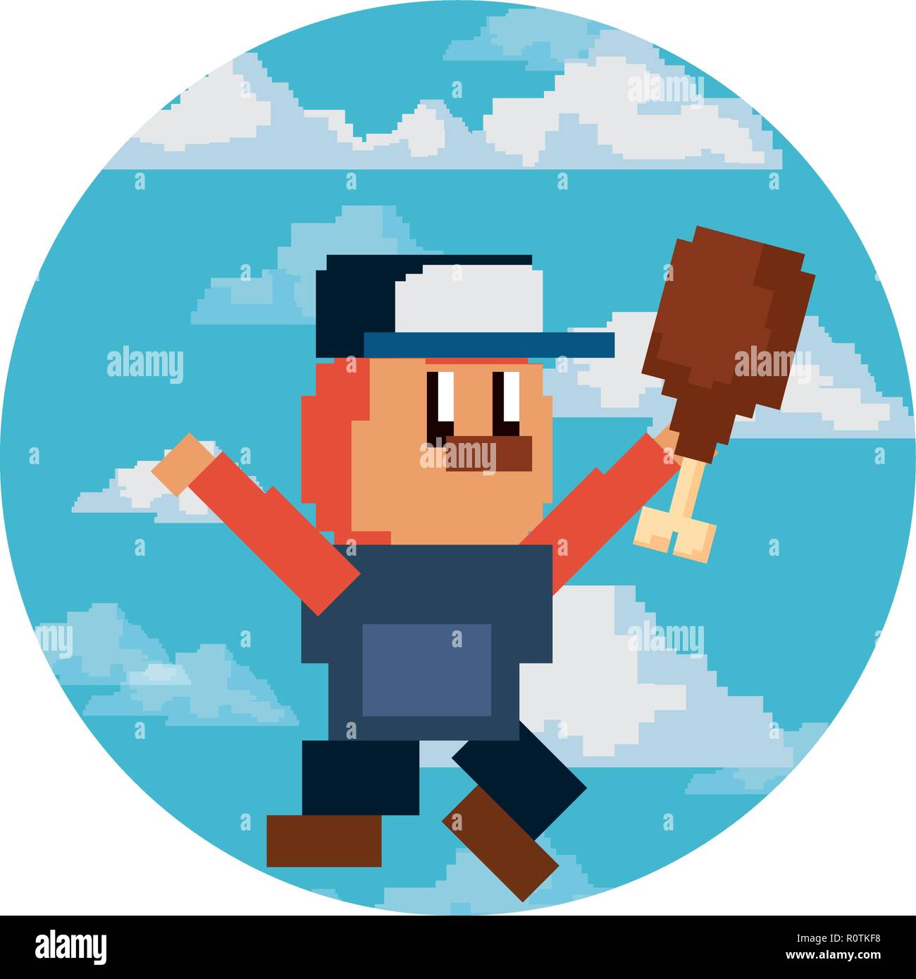 character chicken leg pixel video game vector illustration Stock Vector ...