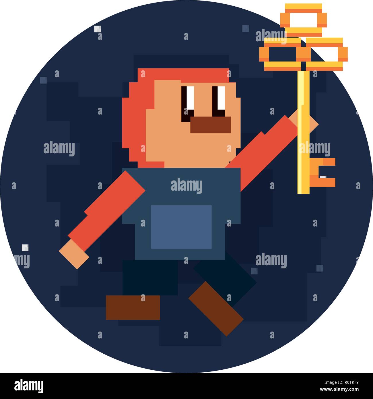 character with key pixel video game vector illustration Stock Vector ...