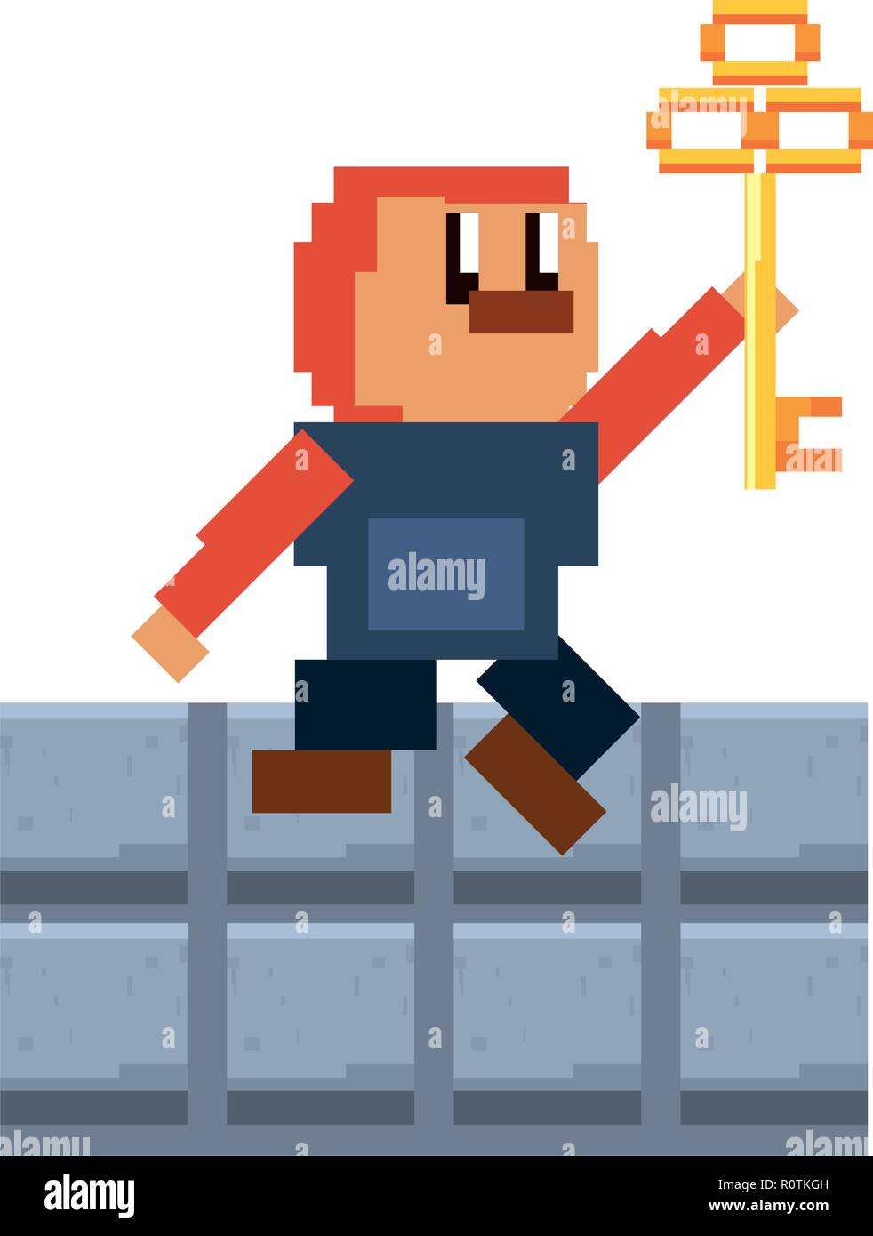 character with key pixel video game vector illustration Stock Vector ...