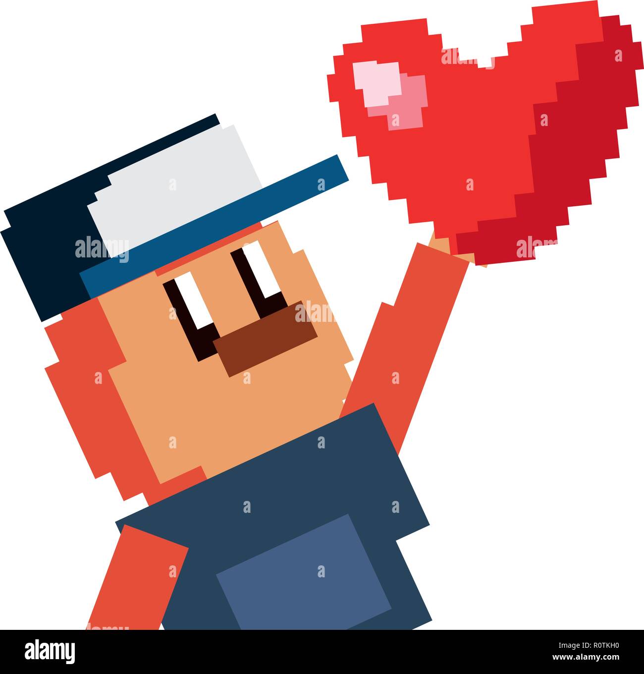 character with heart pixel video game vector illustration Stock Vector ...