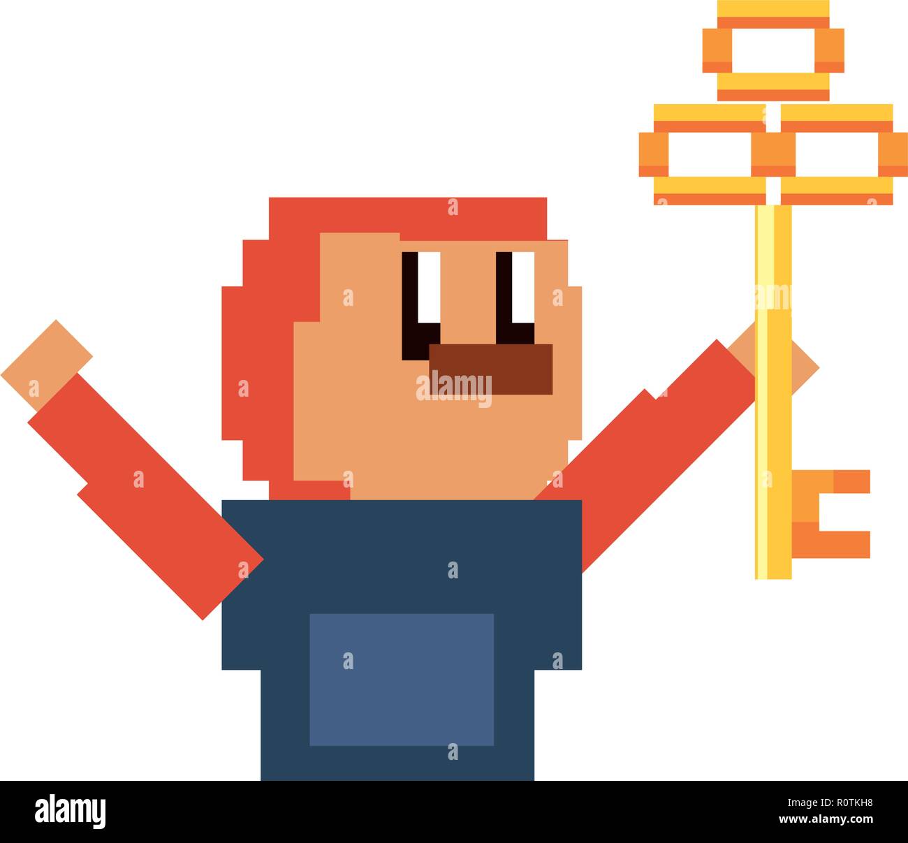 character with key pixel video game vector illustration Stock Vector ...