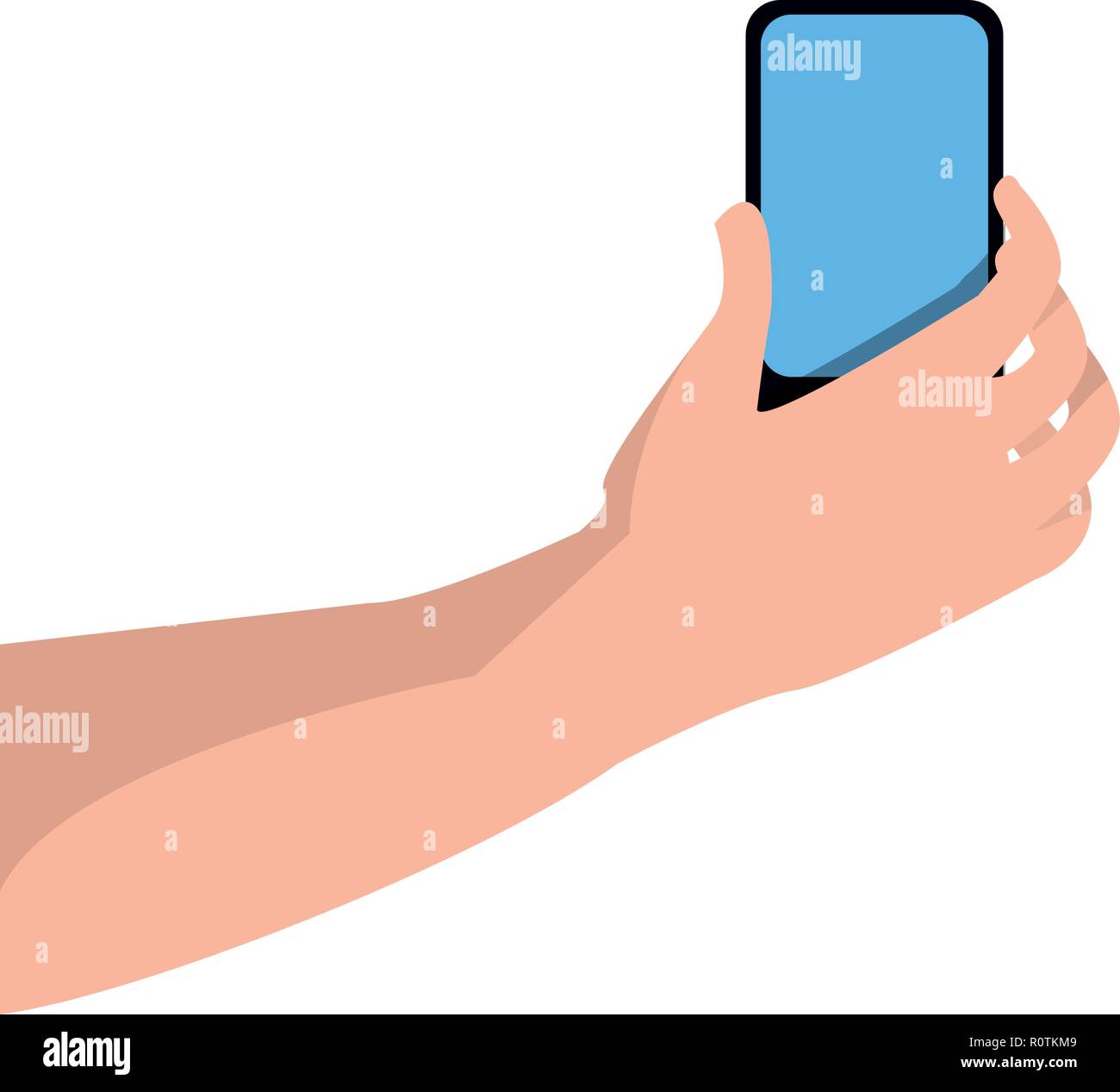 hand holding mobile device technology vector illustration Stock Vector ...