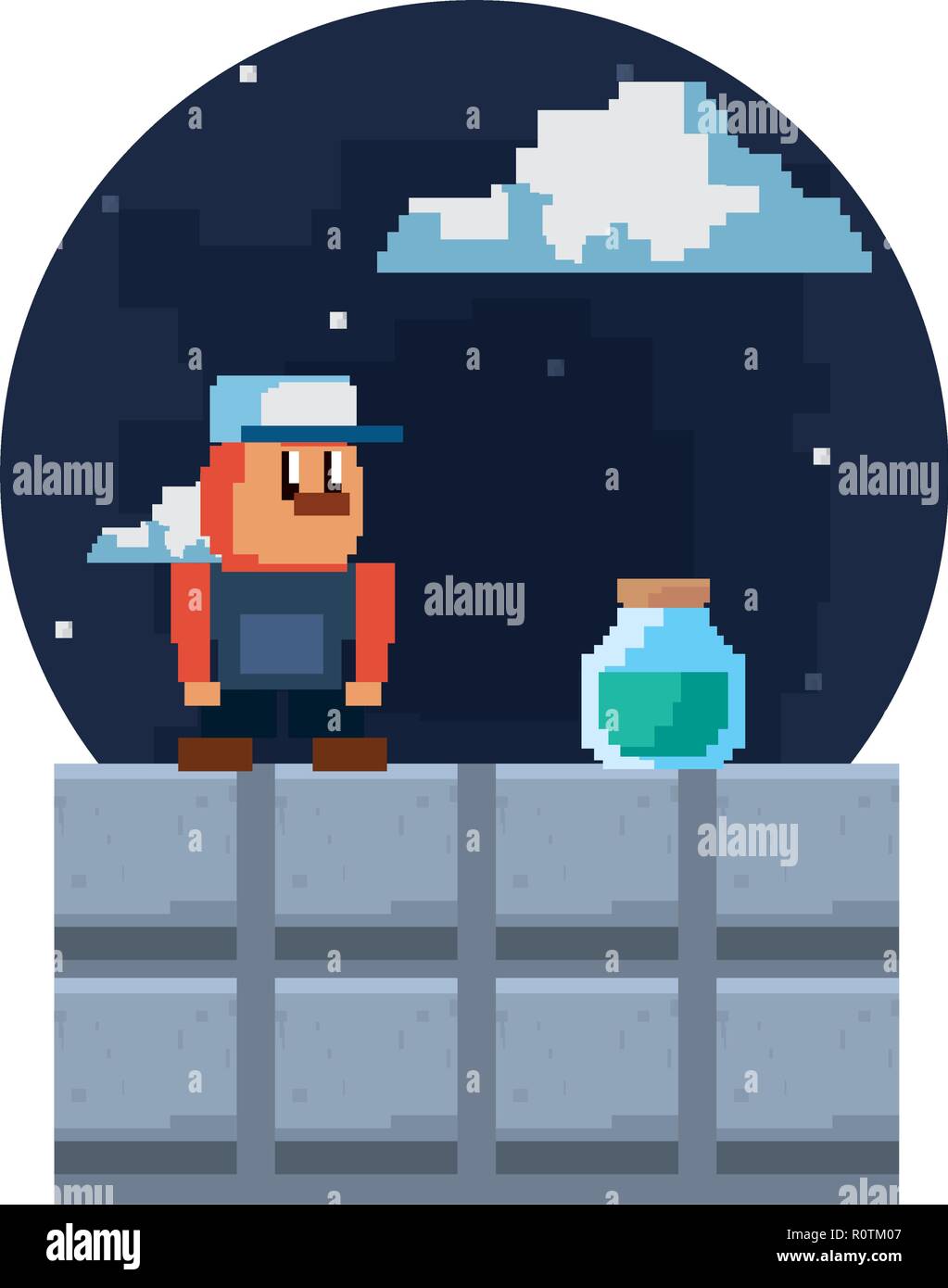character and potion bottle pixel video game vector illustration Stock ...
