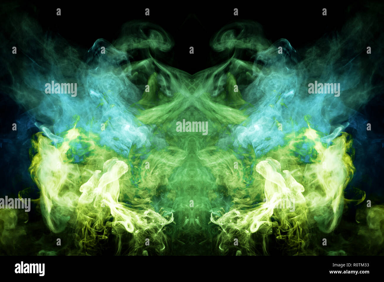 Fluffy Puffs blue, yellow and green smoke and Fog in the form of a ...