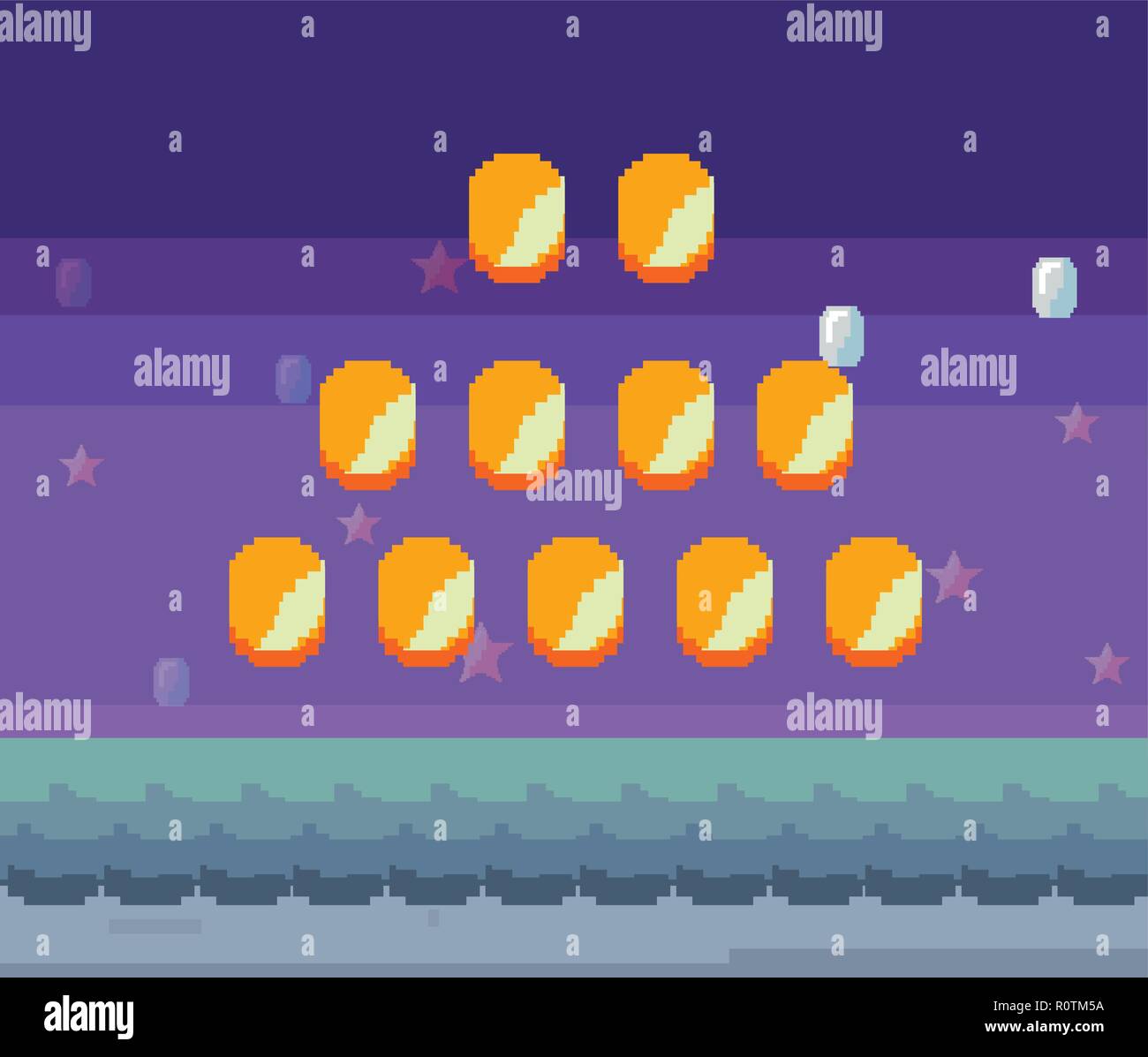 pixel video game gold coins score vector illustration Stock Vector ...