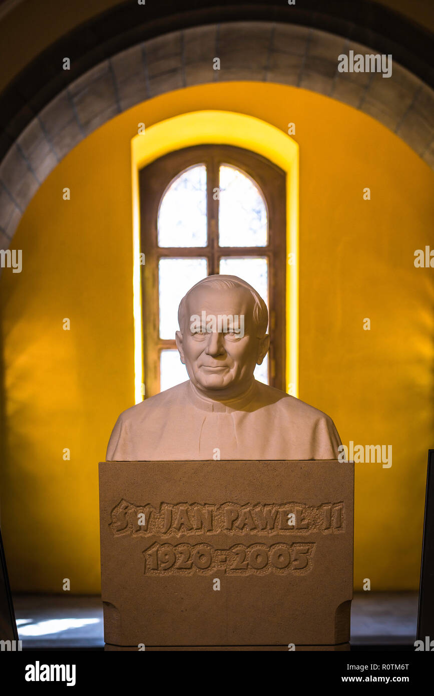 Pope John Paul ll, view of the bust of Pope John Paul ll inside the Old ...
