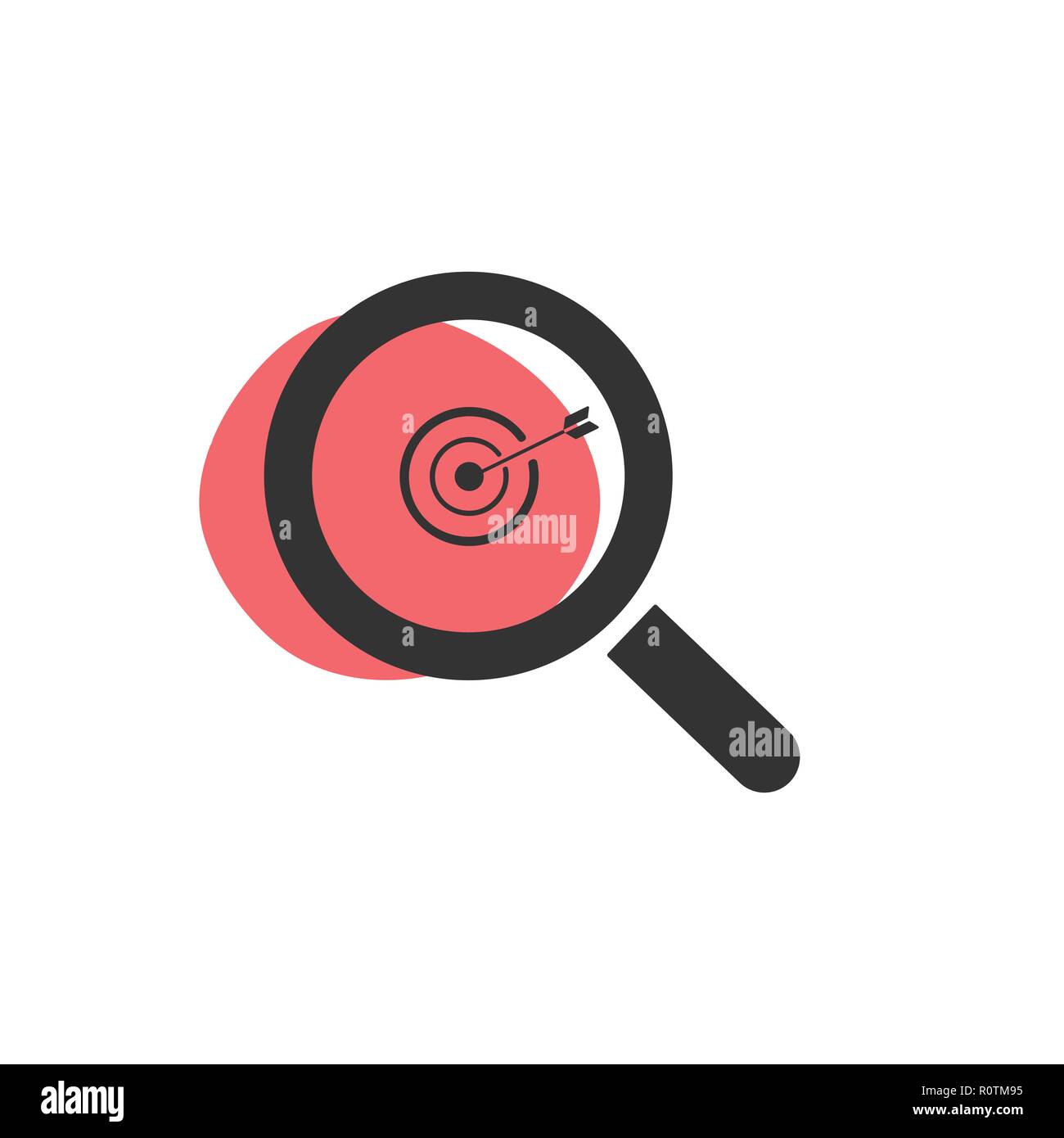 Magnifying glass looking for a target isolated web icon. Vector ...