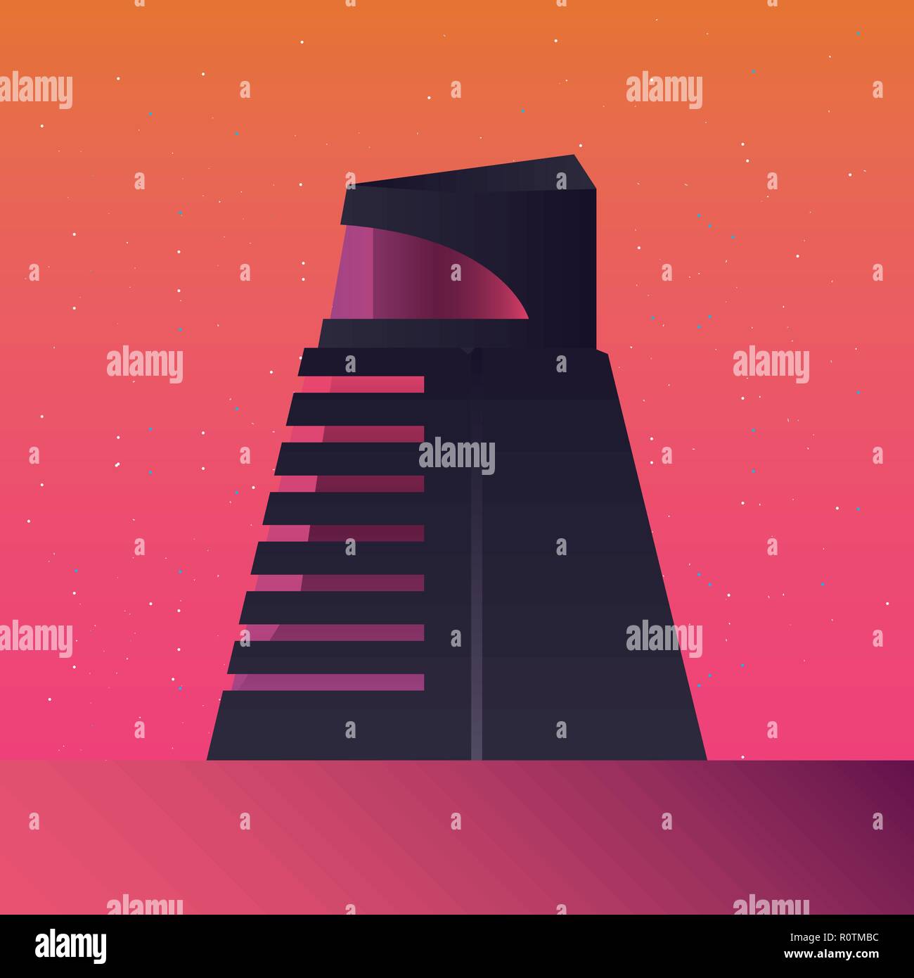 futurist building night stars scene vector illustration Stock Vector ...