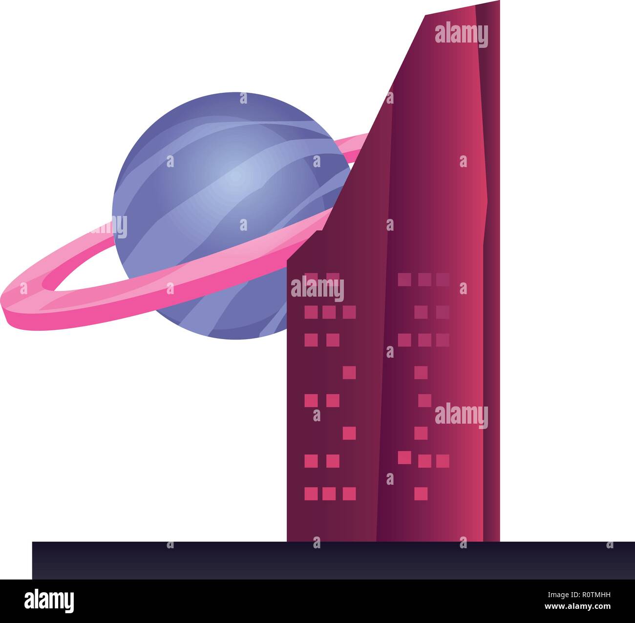 futuristic building planet on white background vector illustration ...