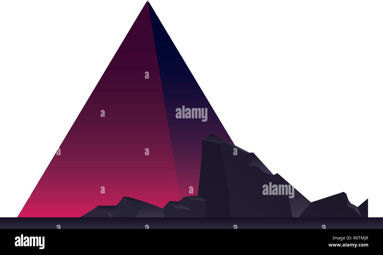 futuristic pyramid rocks on white background vector illustration Stock ...