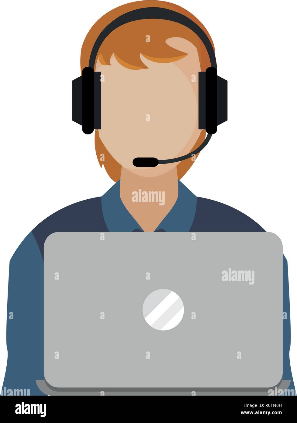call center man agent working laptop vector illustration Stock Vector ...