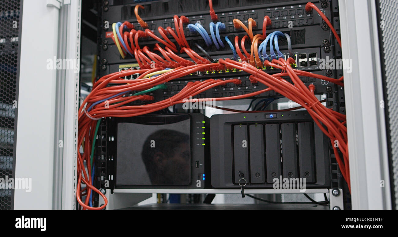 fiber optic with servers in a technology server room Stock Photo - Alamy