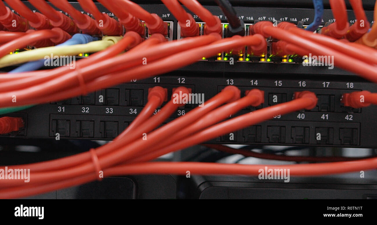 fiber optic with servers in a technology server room Stock Photo - Alamy