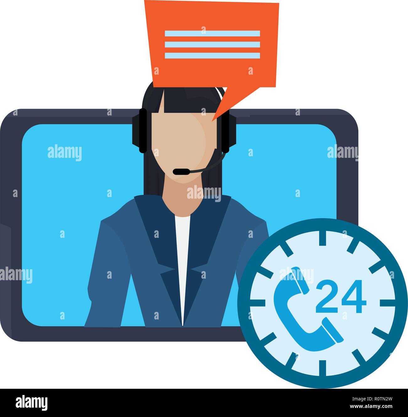 woman agent call center service online vector illustration Stock Vector ...
