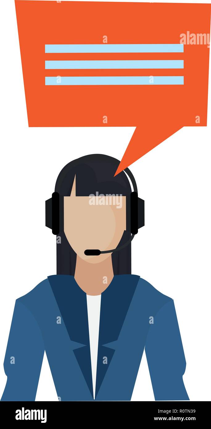 agent woman call center with headset vector illustration Stock Vector ...