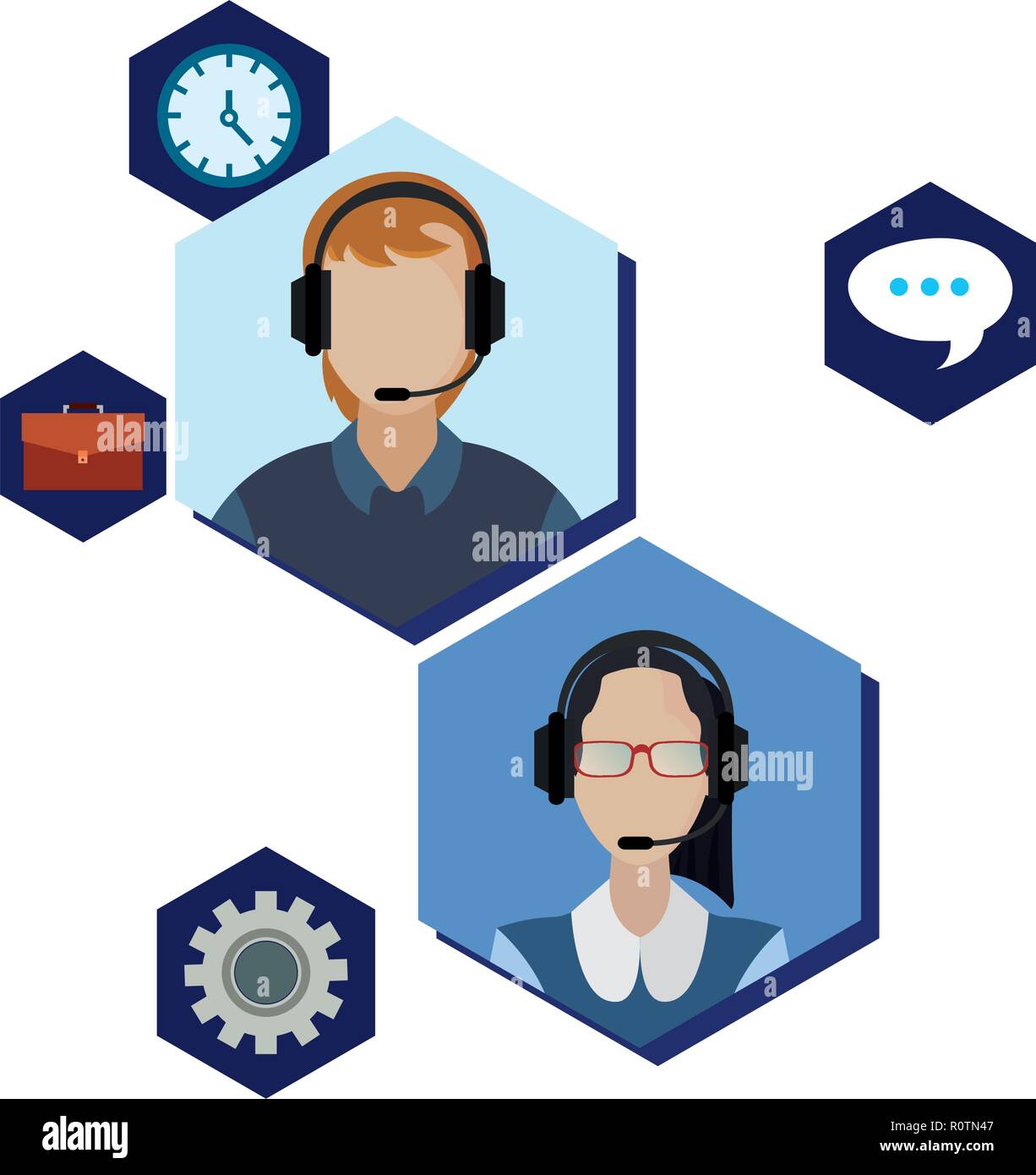 people call center service support vector illustration Stock Vector ...