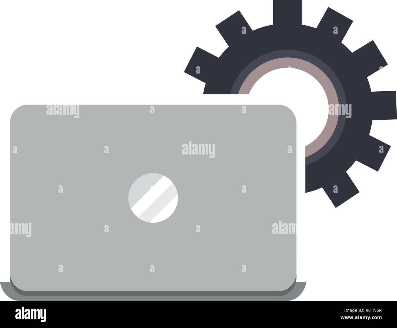 laptop computer gear work device vector illustration Stock Vector Image ...