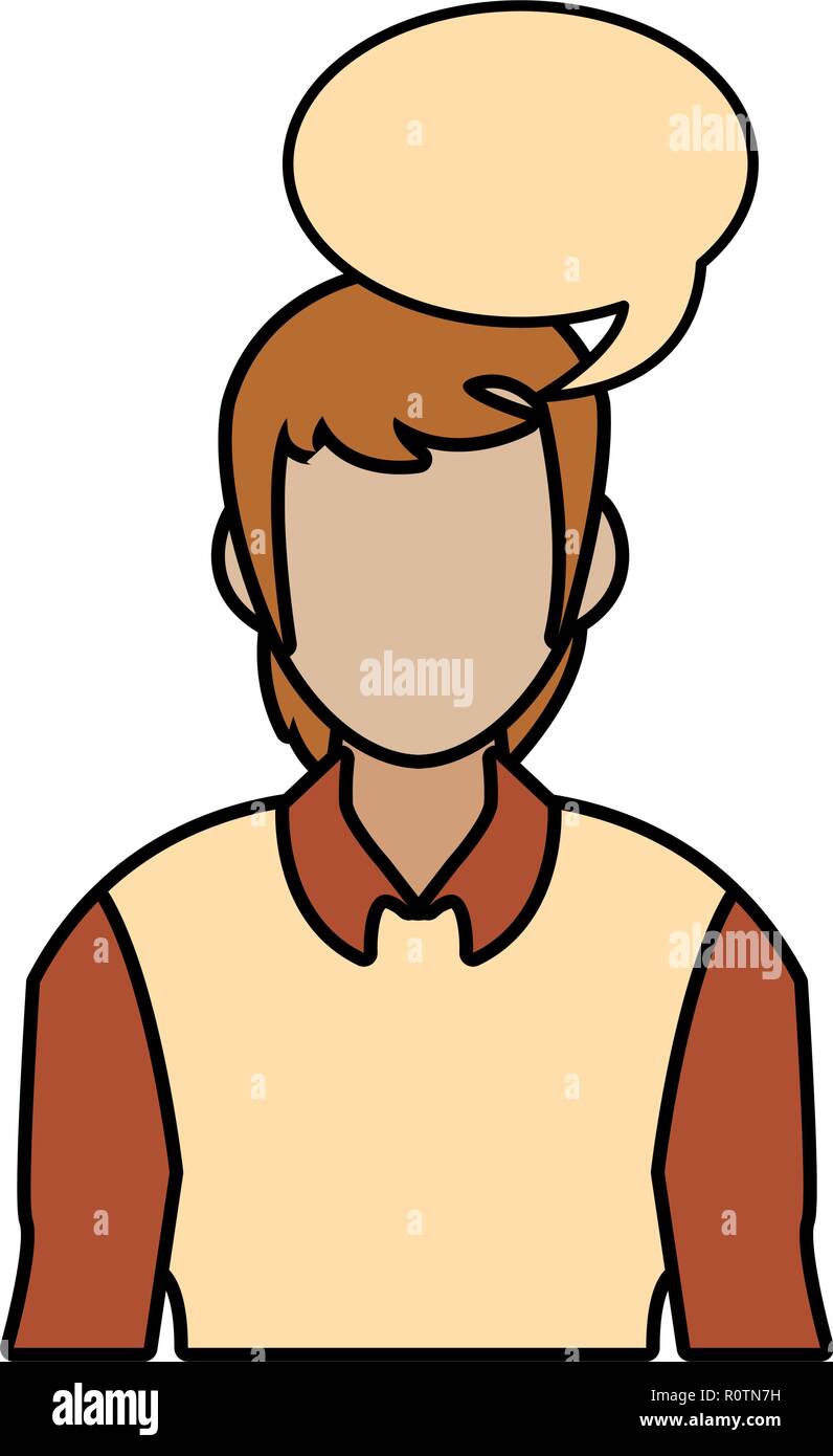 man portrait with speech bubble vector illustration Stock Vector Image ...