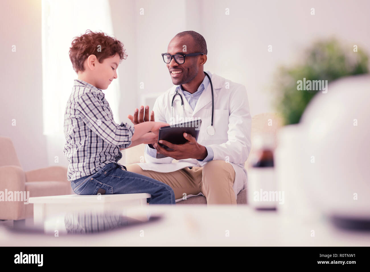 Happy african american boy talking hi-res stock photography and images ...