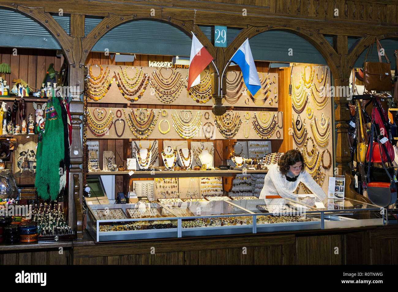 Amber Shop inside the Cloth Hall at the Main Market Square, Old Town ...