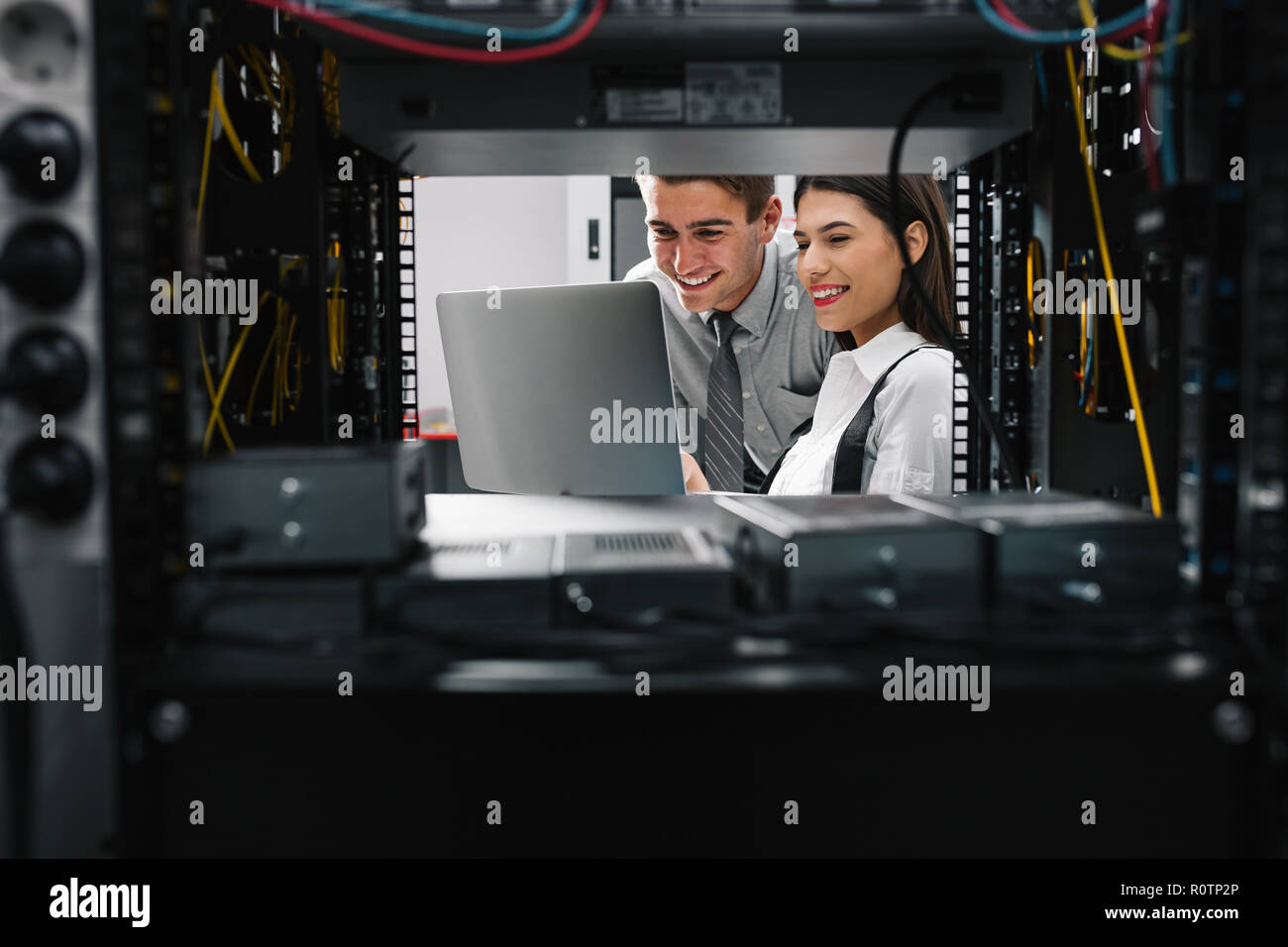 Two IT Engineers in Data Center, Server Room Stock Photo - Alamy