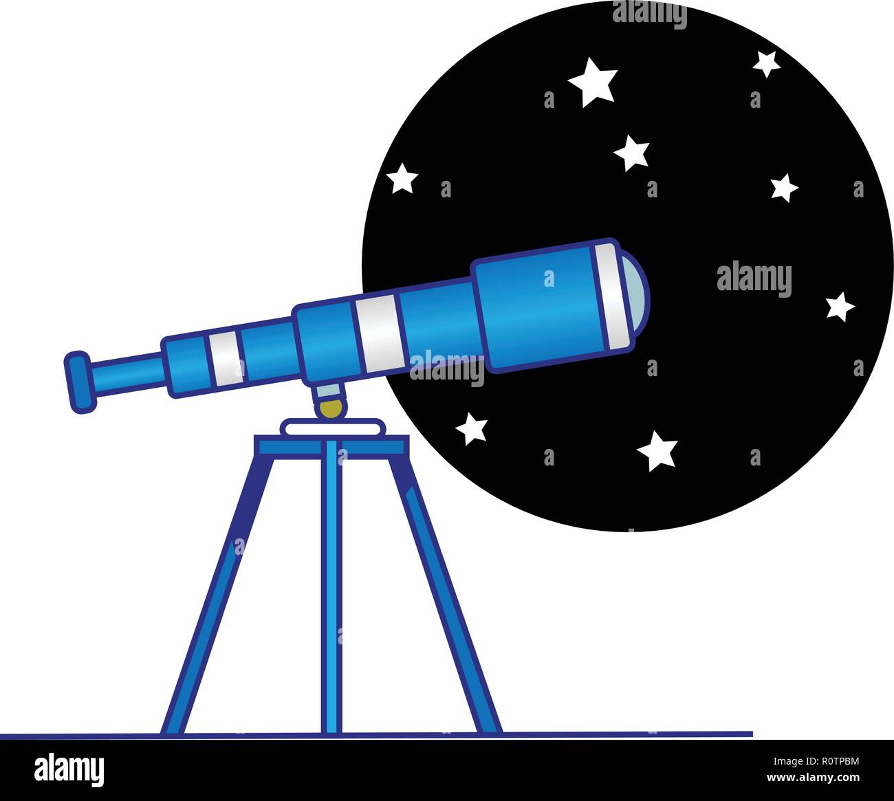 vector telescope with tripod , sky , moon and stars Stock Vector Image ...