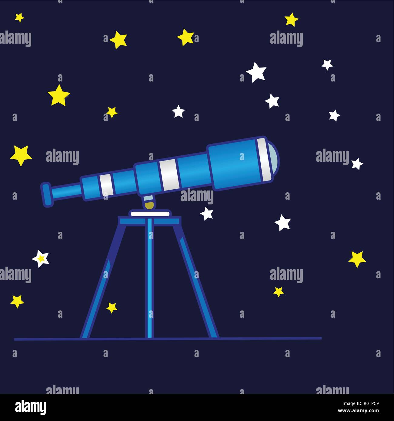 vector telescope with tripod , sky , moon and stars Stock Vector Image ...