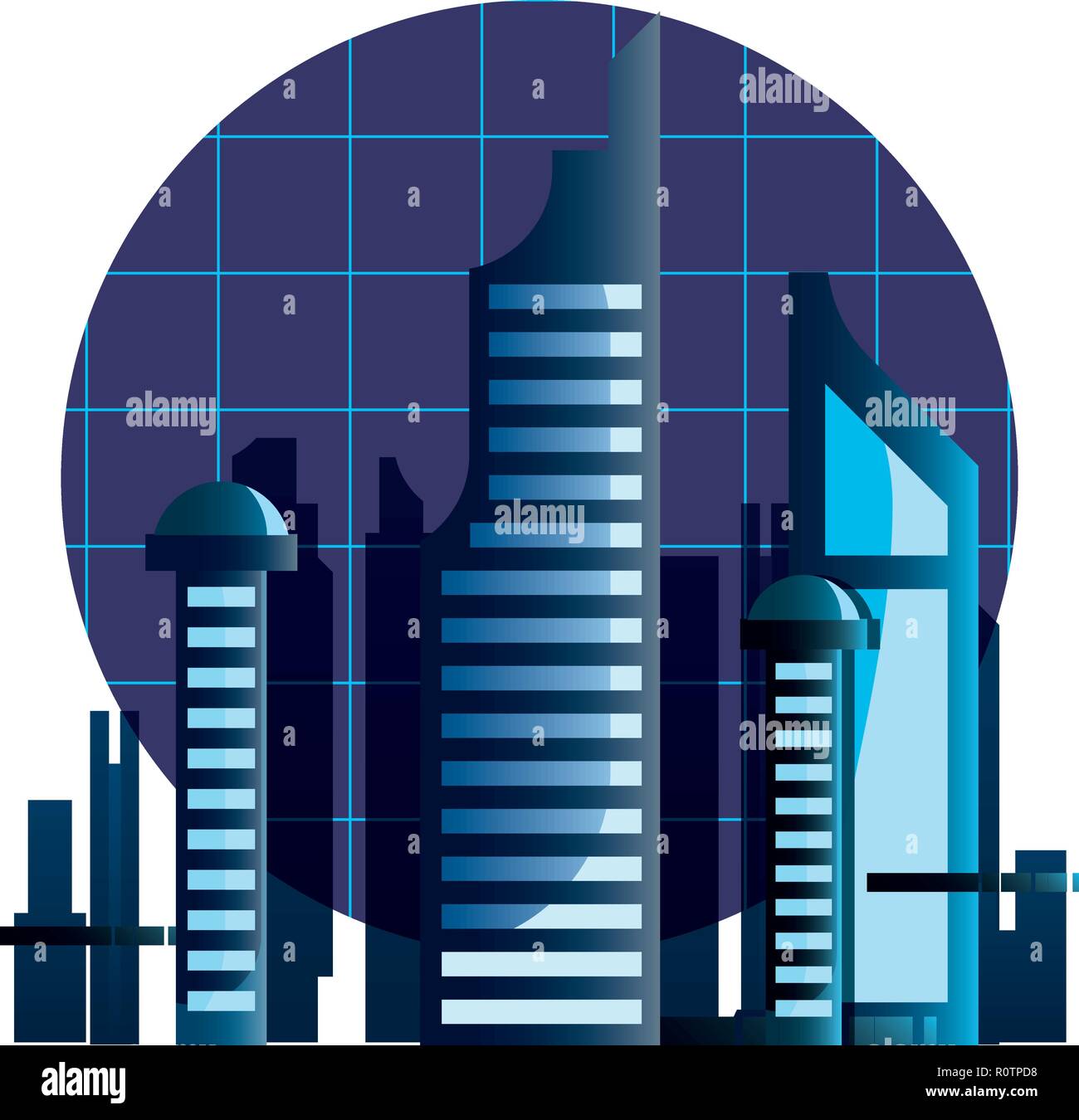 futuristic buildings cityscape urban modern vector illustration Stock ...