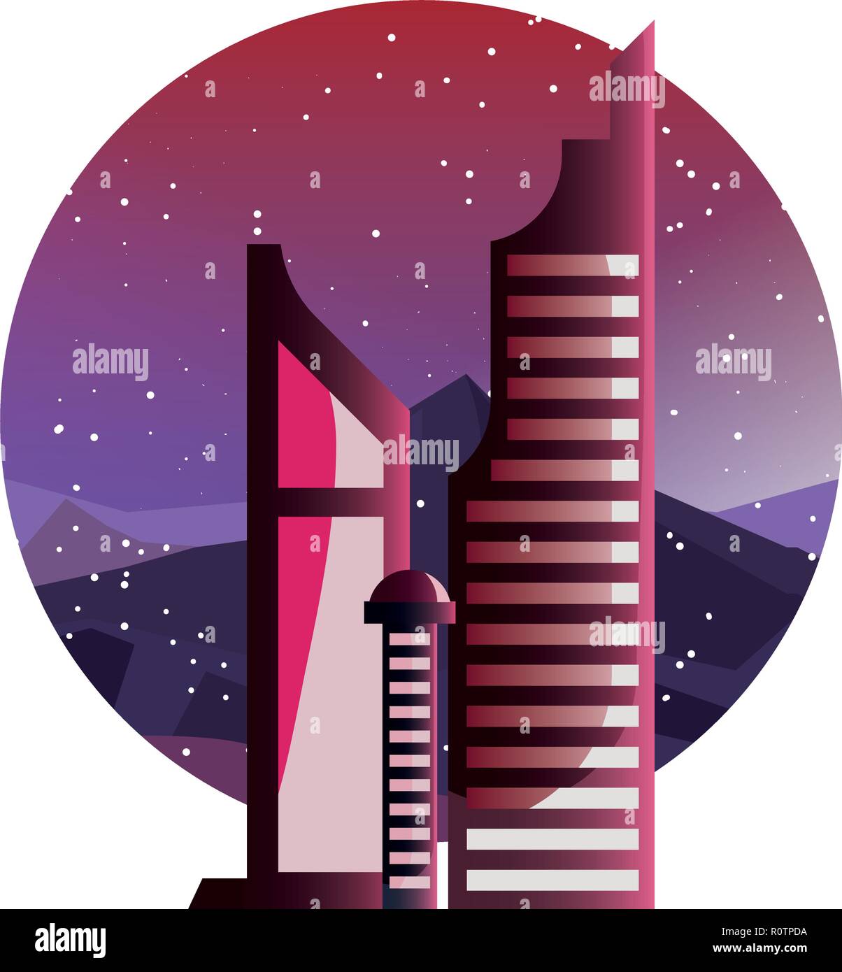 futuristic buildings cityscape urban modern vector illustration Stock ...