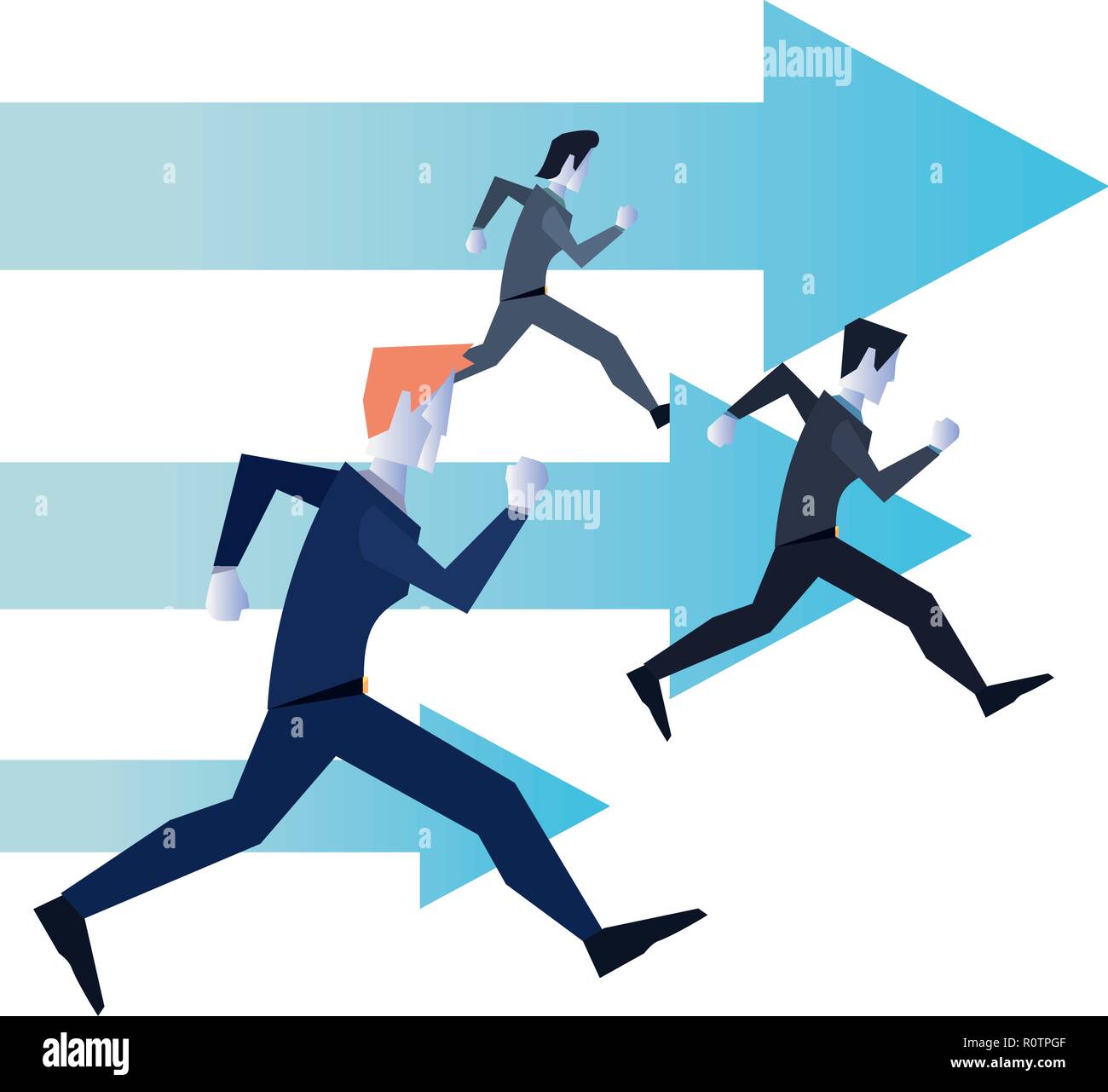 businessmen team running to success vector illustration Stock Vector ...