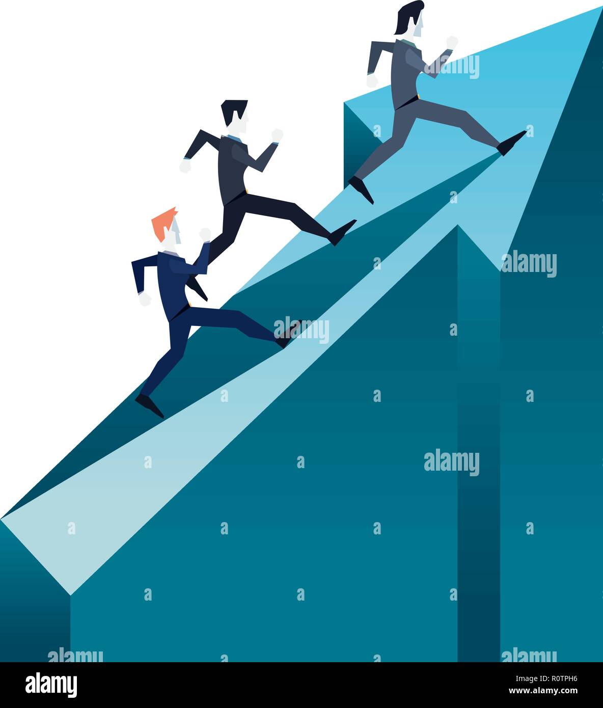 businessmen climbing financial arrow success vector illustration Stock ...