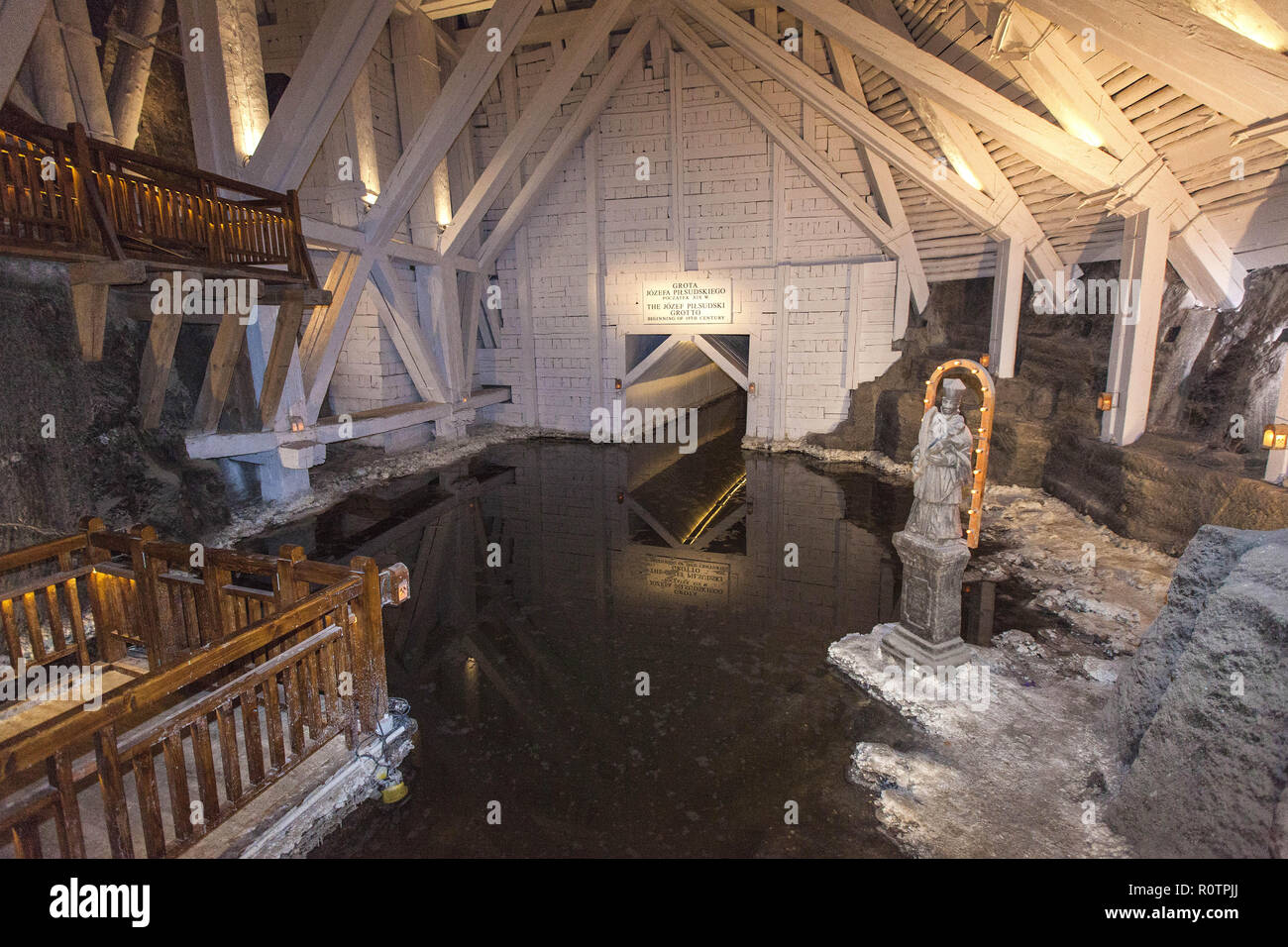 Interior of Wieliczka salt mines. The mine is currently one of Poland's ...