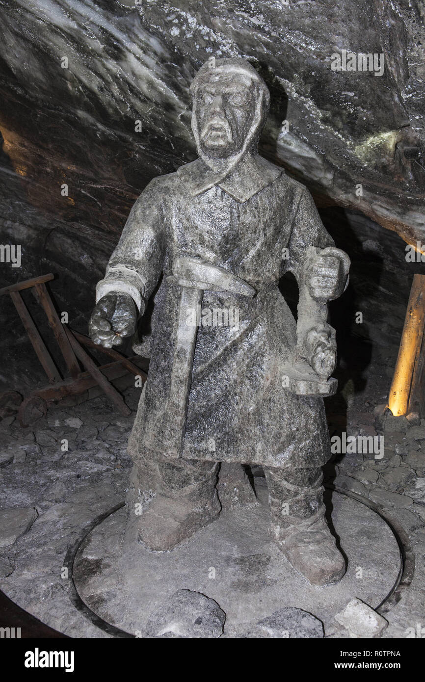 Interior of Wieliczka salt mines. The mine is currently one of Poland's ...