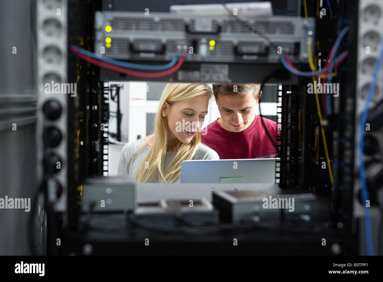 Two IT Engineers in Data Center, Server Room Stock Photo - Alamy