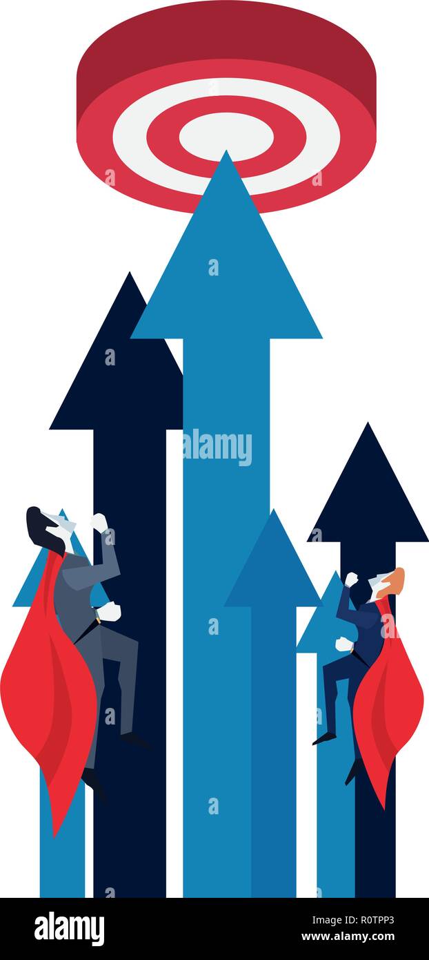 businessmen superhero flying arrow target vector illustration Stock ...