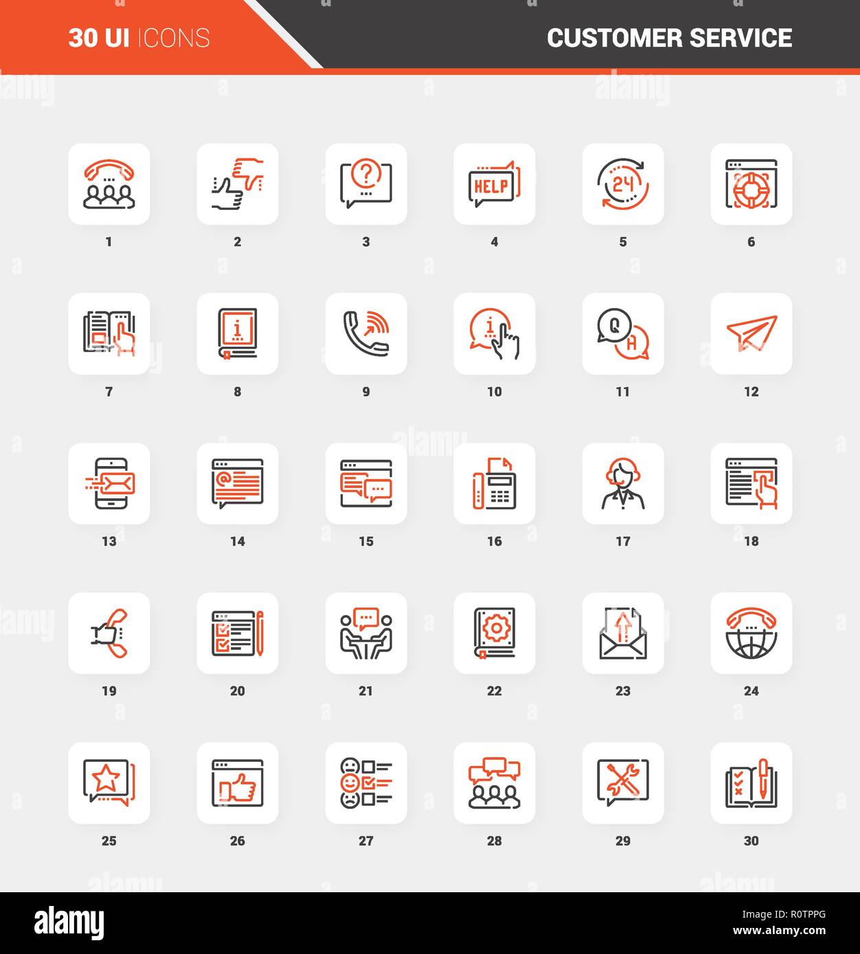 Customer Service Flat Line Web Icon Concepts Stock Vector Image & Art ...