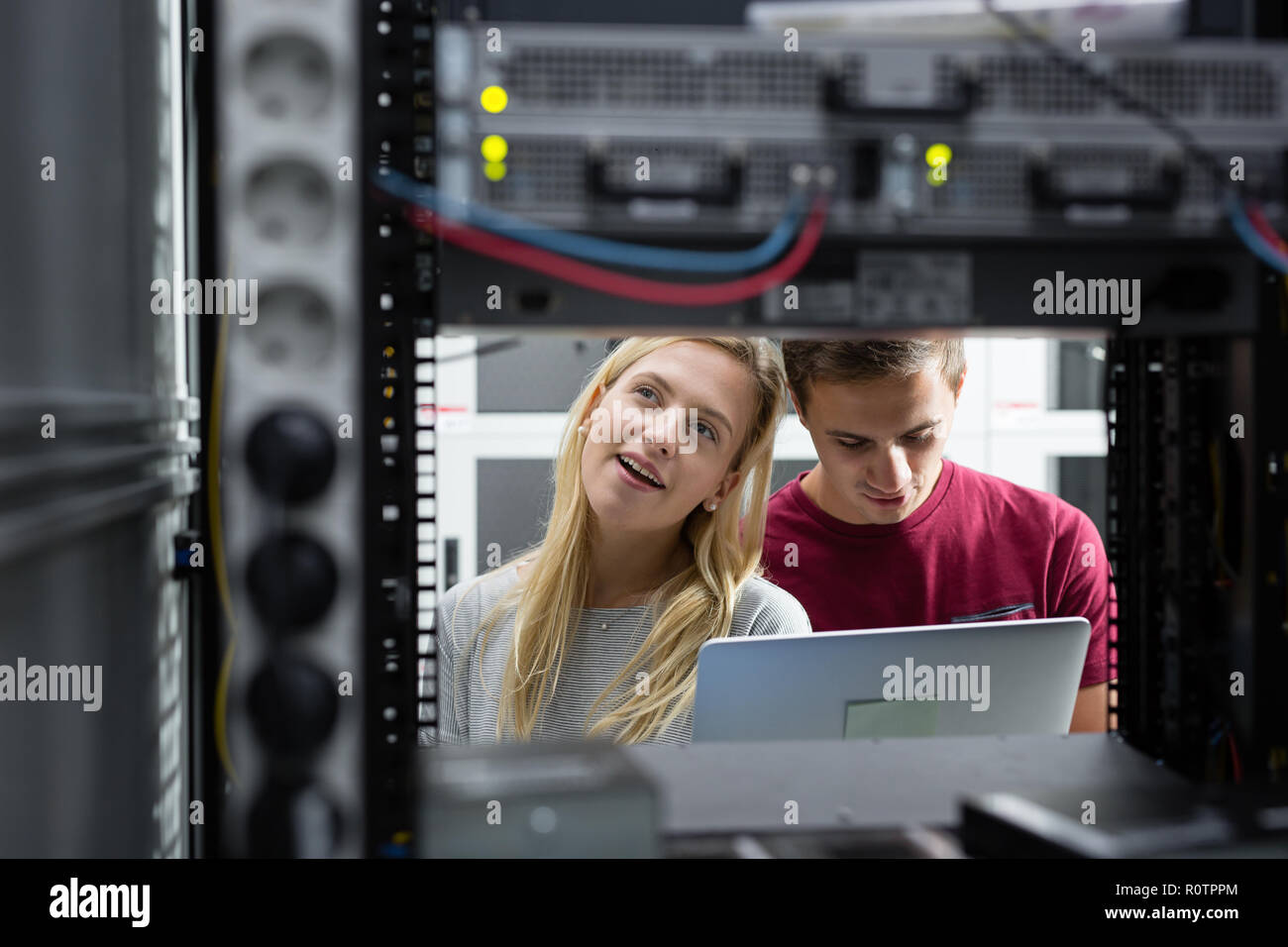 Two IT Engineers in Data Center, Server Room Stock Photo - Alamy
