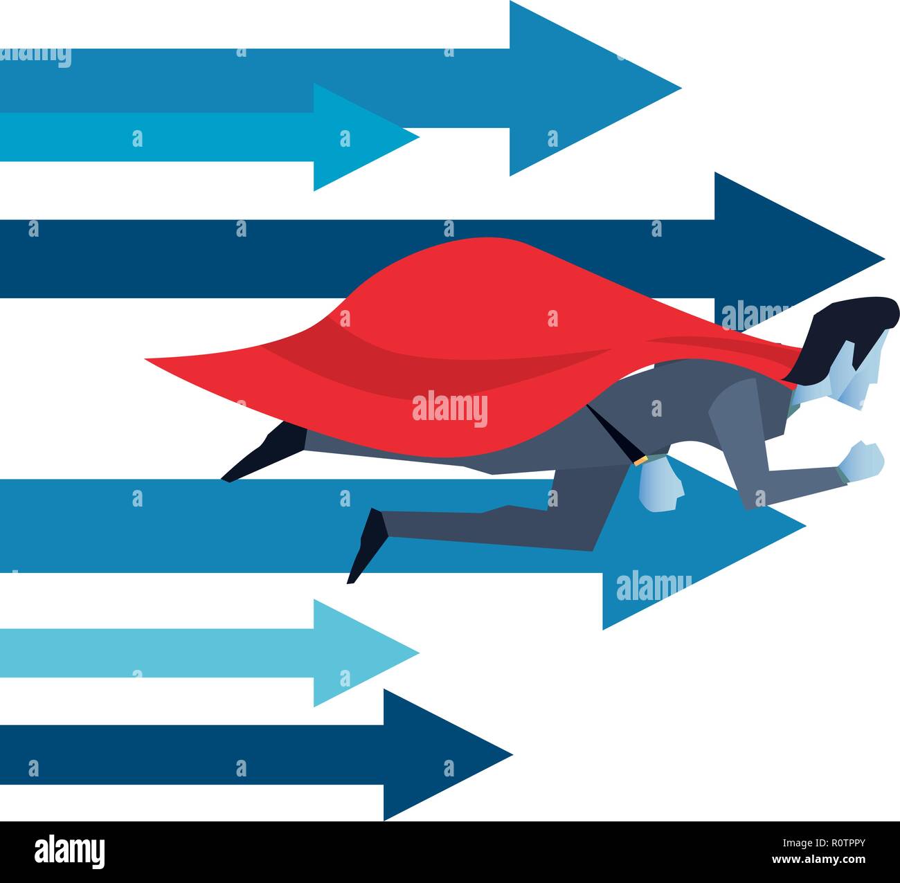 businessman superhero flying on arrows vector illustration Stock Vector ...