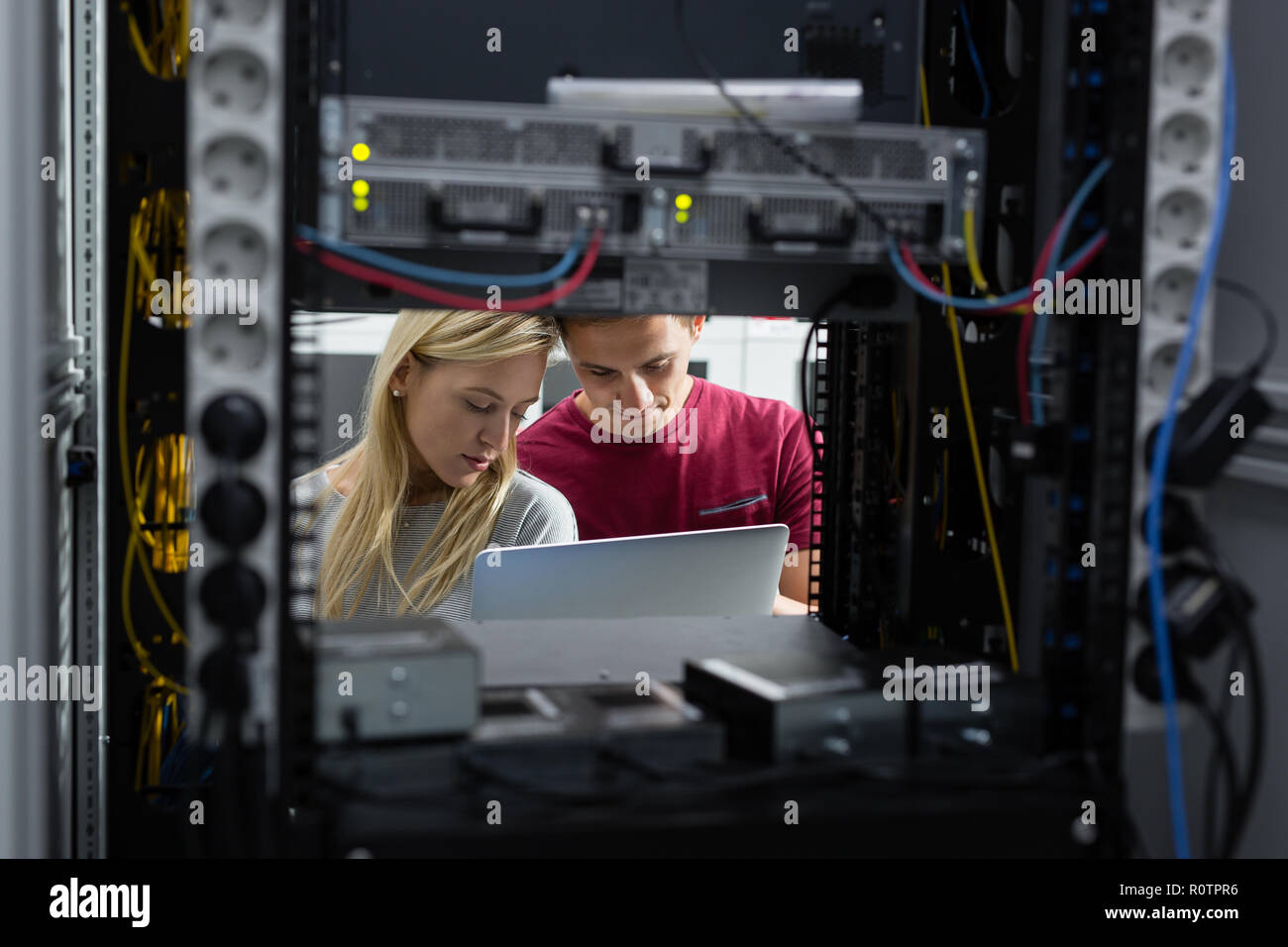 Two IT Engineers in Data Center, Server Room Stock Photo - Alamy