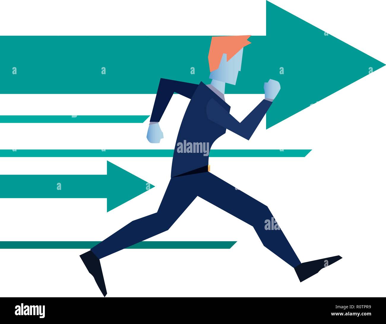 businessman character running to success vector illustration Stock ...