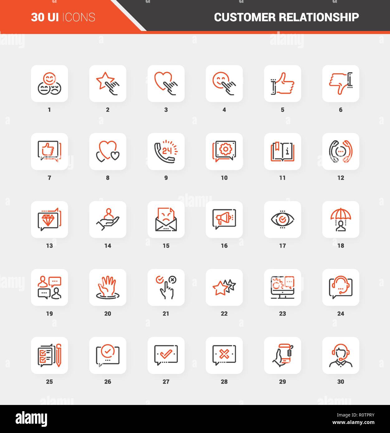 Customer Relationship Management Flat Line Icons Stock Vector Image ...