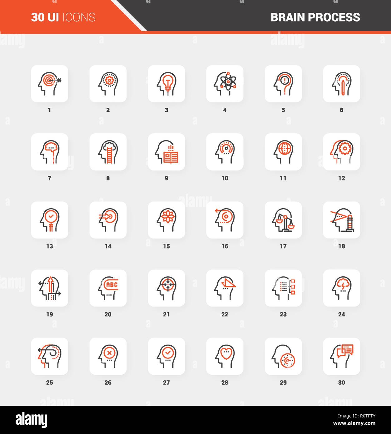 Thinking and Brain Process Flat Line Web Icons Stock Vector Image & Art ...