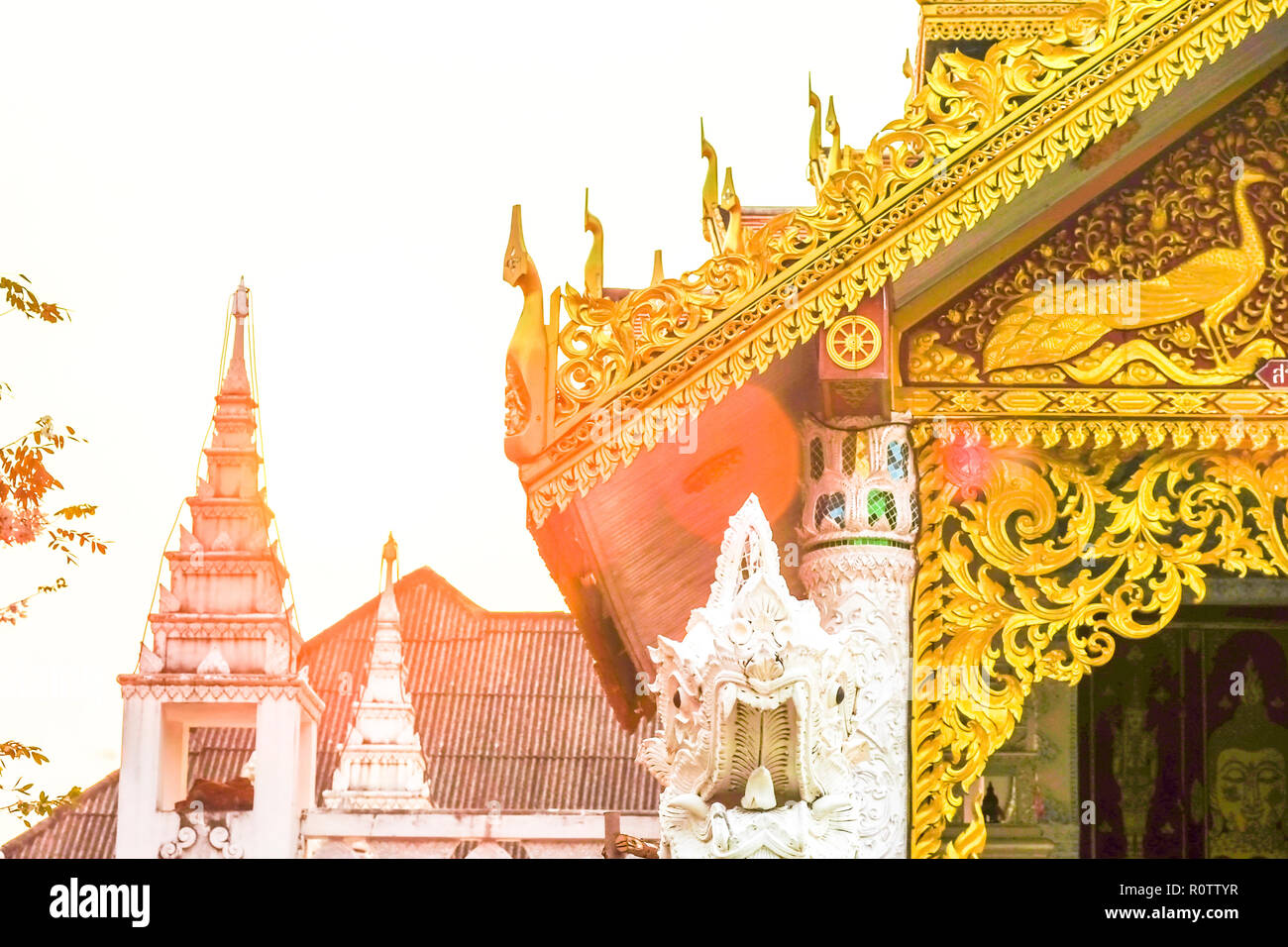 sunset on temple background Stock Photo - Alamy