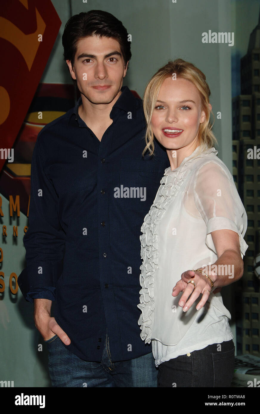 Brandon Routh and Kate Bosworth arriving at Superman @ Kitson in ...